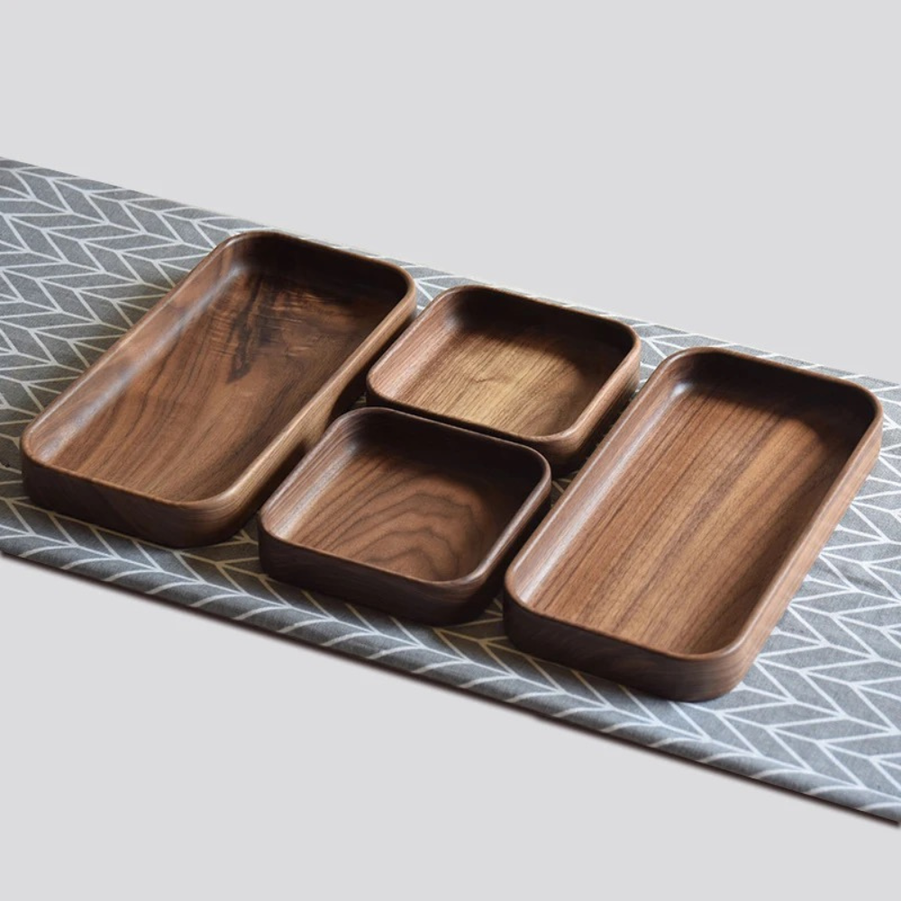 Black Walnut Organising Trays | Stackable Wooden Desk & Kitchen Trays ...