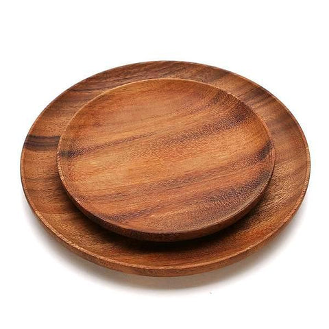 Round Acacia Wood Plates | Solid Wooden Serving Plates | Large and ...